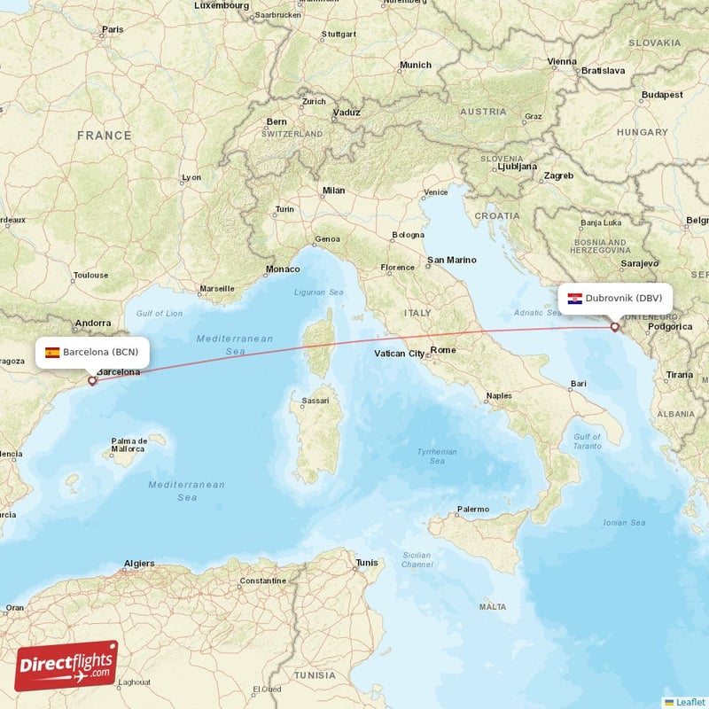 Direct flights from Dubrovnik to Barcelona, DBV to BCN non-stop - Directflights.com