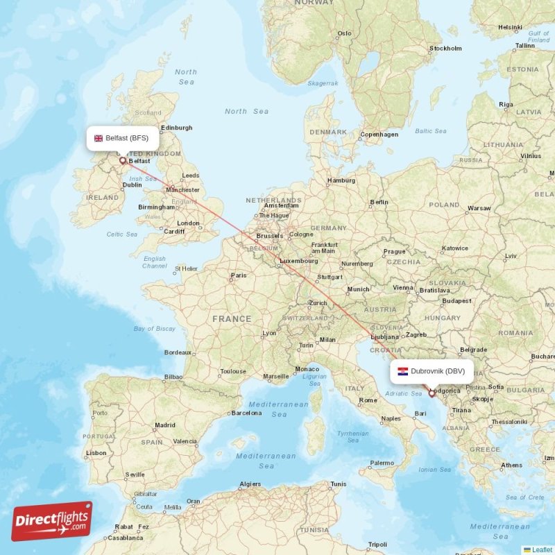 Direct flights from Dubrovnik to Belfast (DBV-BFS) - Directflights.com