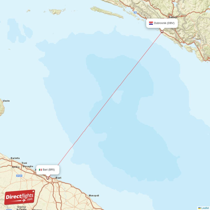 Direct flights from Dubrovnik to Bari (DBV-BRI) - Directflights.com
