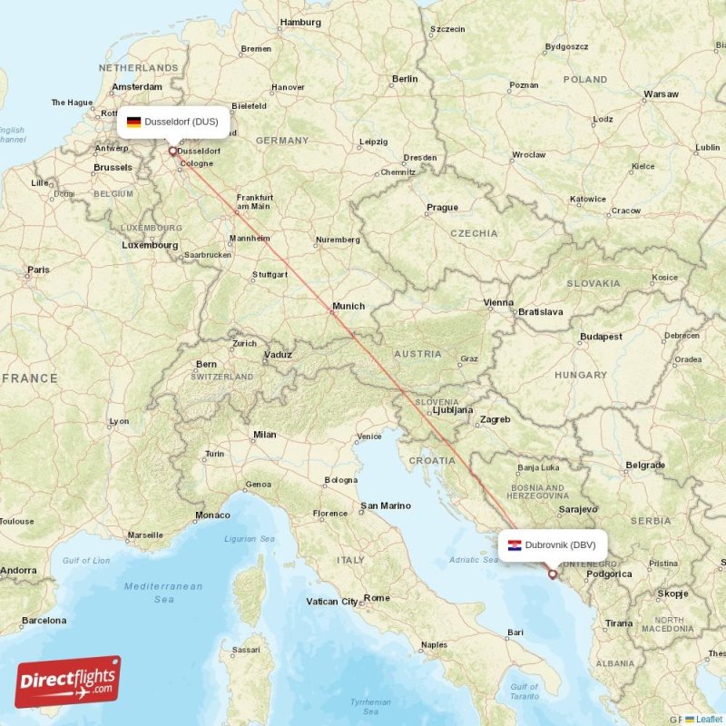 Direct flights from Dubrovnik to Dusseldorf (DBV-DUS) - Directflights.com