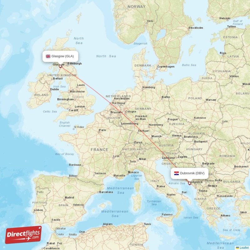 Direct flights from Dubrovnik to Glasgow (DBV-GLA) - Directflights.com