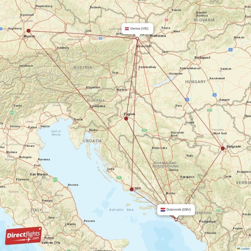 Direct flights from Dubrovnik to Vienna (DBV-VIE) - Directflights.com