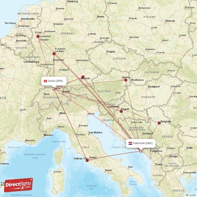 Direct flights from Dubrovnik to Zurich (DBV-ZRH) - Directflights.com