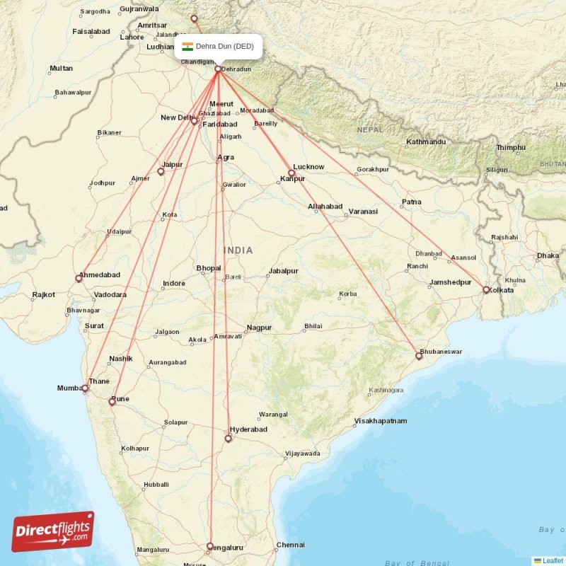 Direct flights from Dehra Dun - 11 destinations - DED, India ...