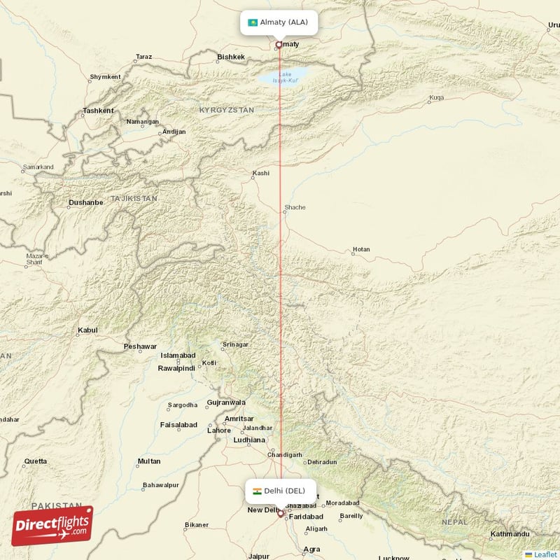Direct flights from Delhi to Almaty, DEL to ALA non-stop - Directflights.com