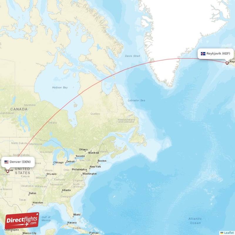 Direct flights from Denver to Reykjavik, DEN to KEF non-stop - Directflights.com
