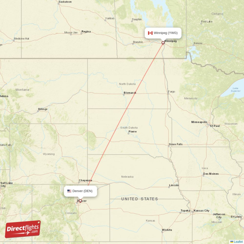 Direct flights from Denver to Winnipeg (DEN-YWG) - Directflights.com