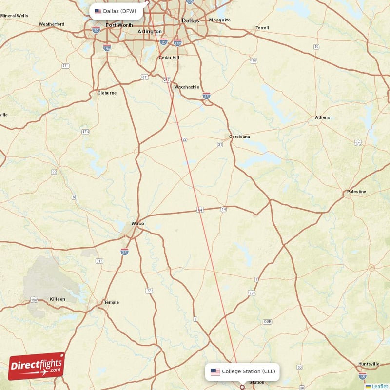 Direct flights from Dallas to College Station, DFW to CLL non-stop ...