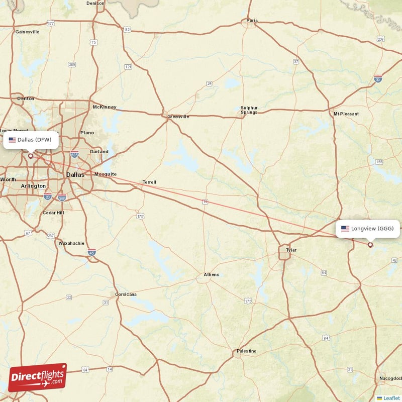 Direct flights from Dallas to Longview, DFW to GGG non-stop ...