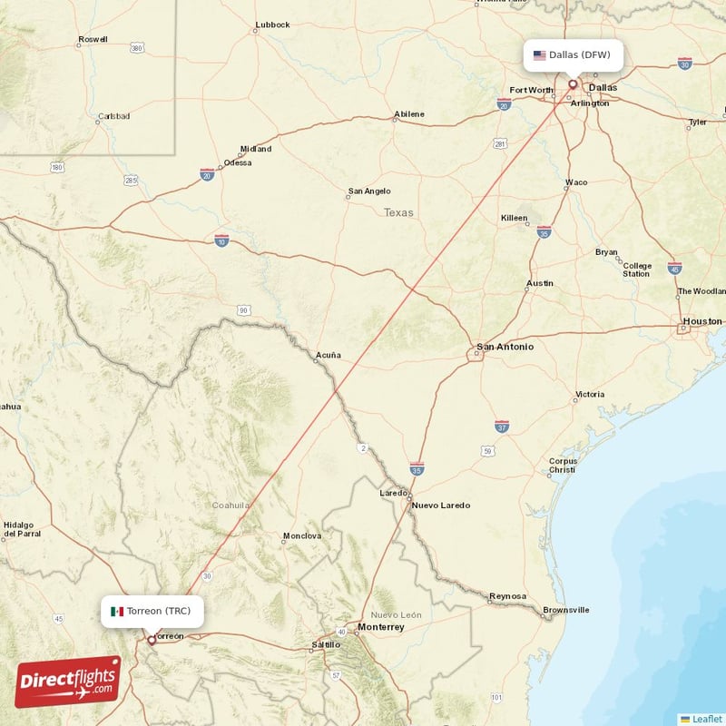 Direct flights from Dallas to Torreon, DFW to TRC non-stop ...