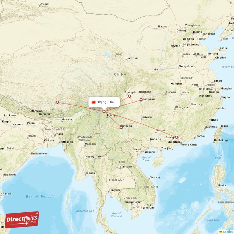 Direct flights to Diqing - DIG, China - Directflights.com