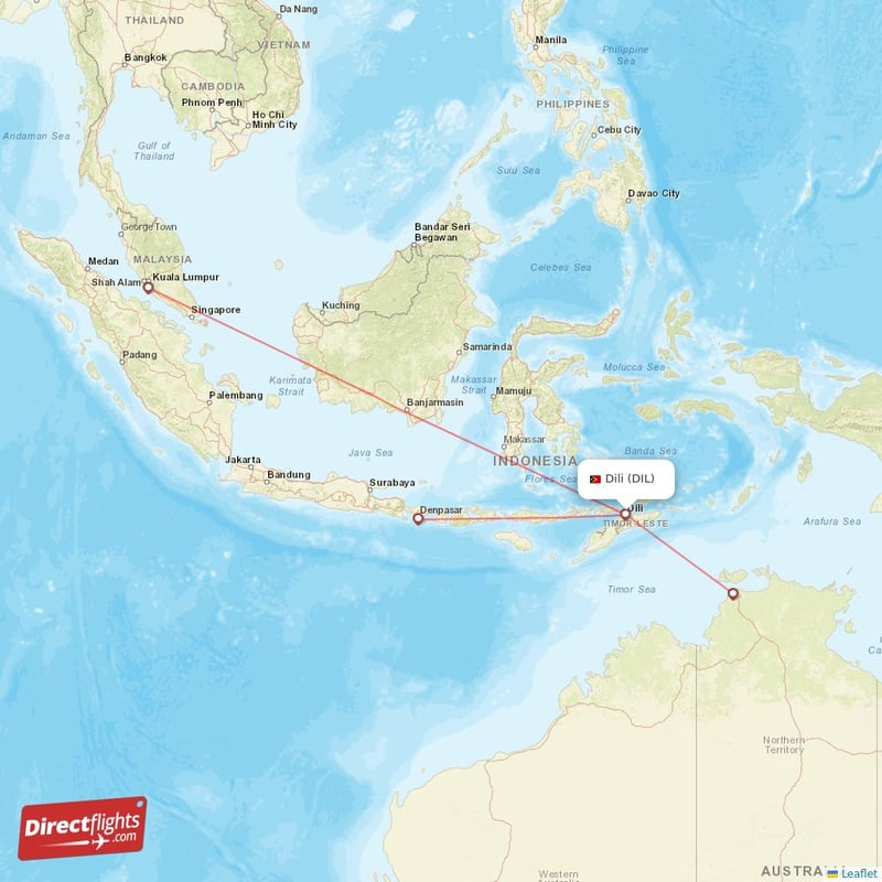Direct flights from Dili - 3 destinations - DIL, East Timor ...