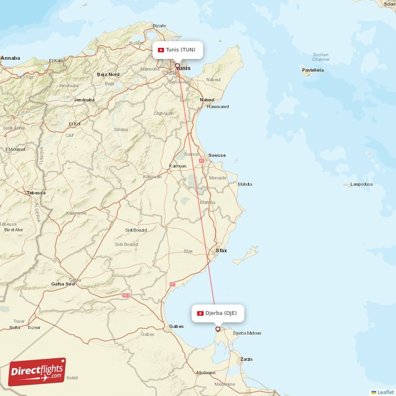 Direct flights from Djerba to Tunis, DJE to TUN non-stop ...