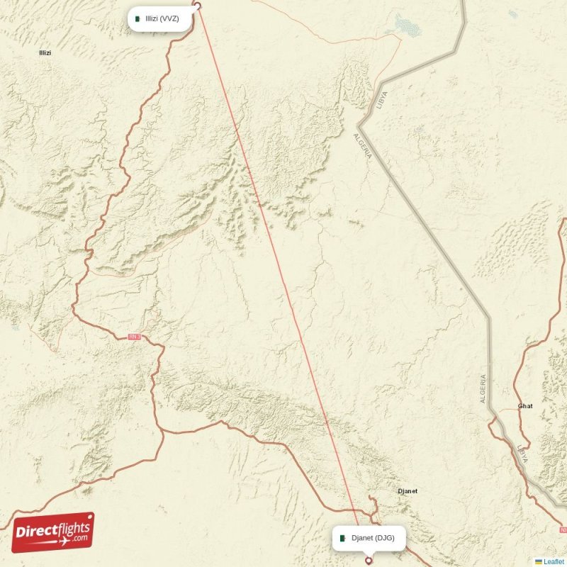 Direct flights from Djanet to Illizi, DJG to VVZ non-stop ...