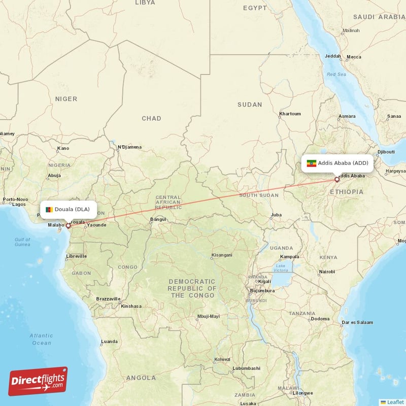 Direct flights from Douala to Addis Ababa, DLA to ADD non-stop - Directflights.com