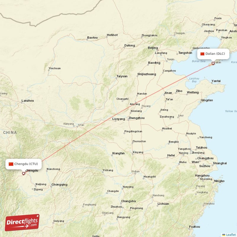 Direct flights from Dalian to Chengdu, DLC to CTU non-stop - Directflights.com