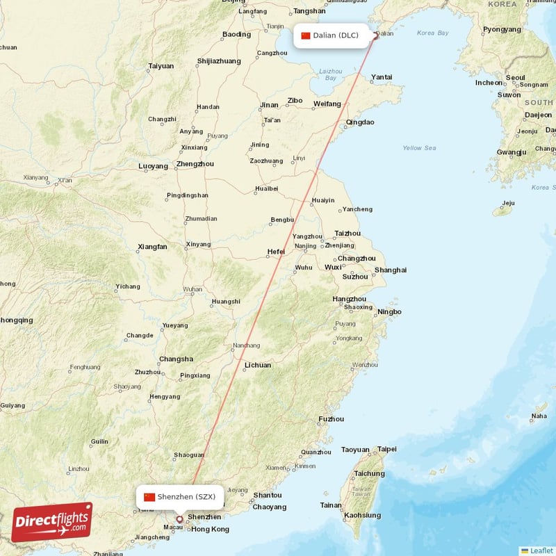Direct flights from Dalian to Shenzhen, DLC to SZX non-stop - Directflights.com