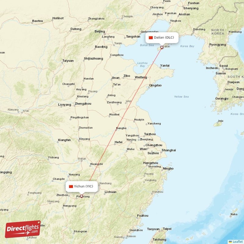Direct flights from Dalian to Yichun, DLC to YIC non-stop - Directflights.com