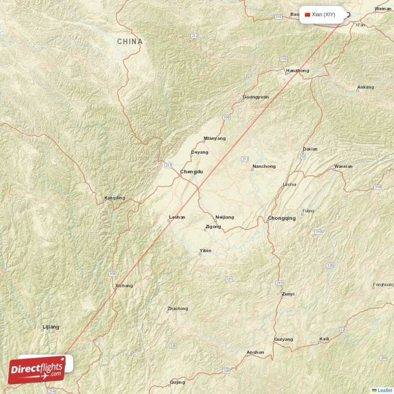 Direct flights from Dali City to Xian, DLU to XIY non-stop ...