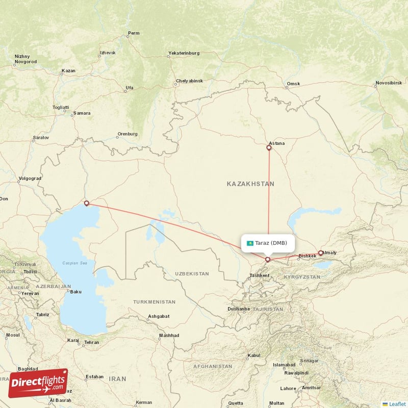 Direct flights from Taraz - 4 destinations - DMB, Kazakhstan ...