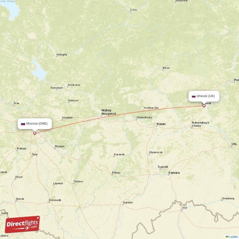 Direct flights from Moscow to Izhevsk, DME to IJK non-stop ...