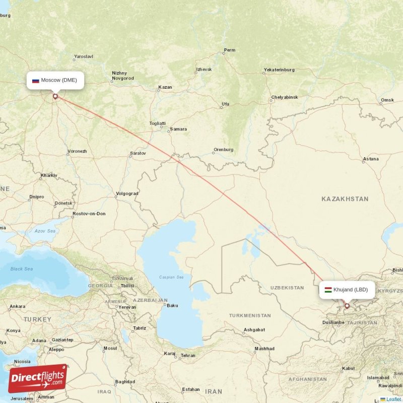 Direct flights from Moscow to Khujand (DME-LBD) - Directflights.com