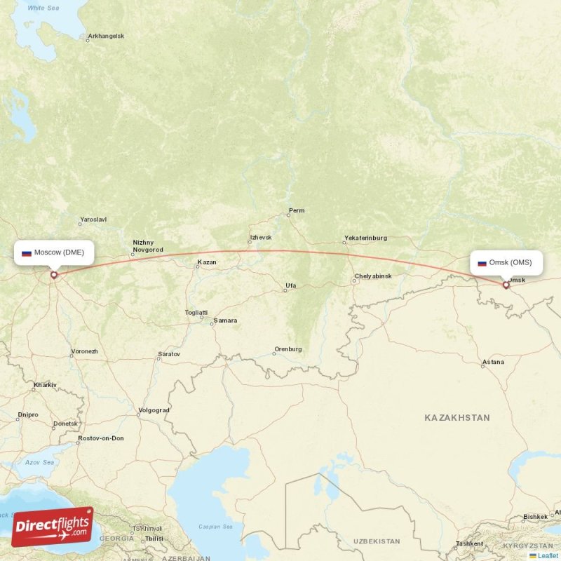 Direct flights from Moscow to Omsk, DME to OMS non-stop - Directflights.com