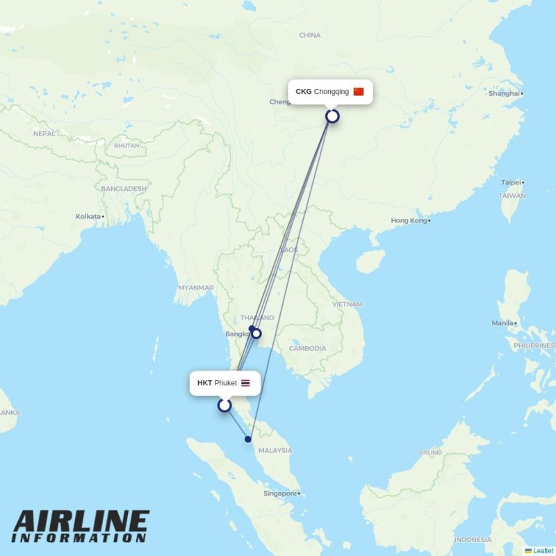 Direct flights from Bangkok to Chongqing, DMK to CKG non-stop ...