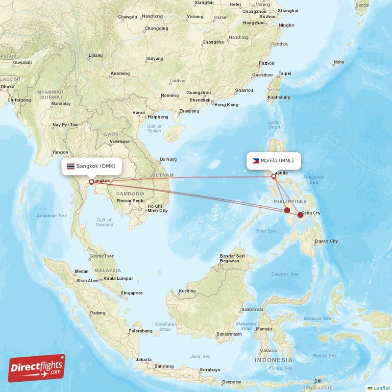 Direct flights from Bangkok to Manila, DMK to MNL non-stop - Directflights.com