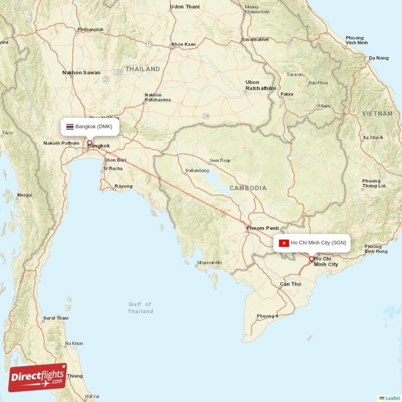 Direct flights from Bangkok to Ho Chi Minh City (DMK-SGN ...