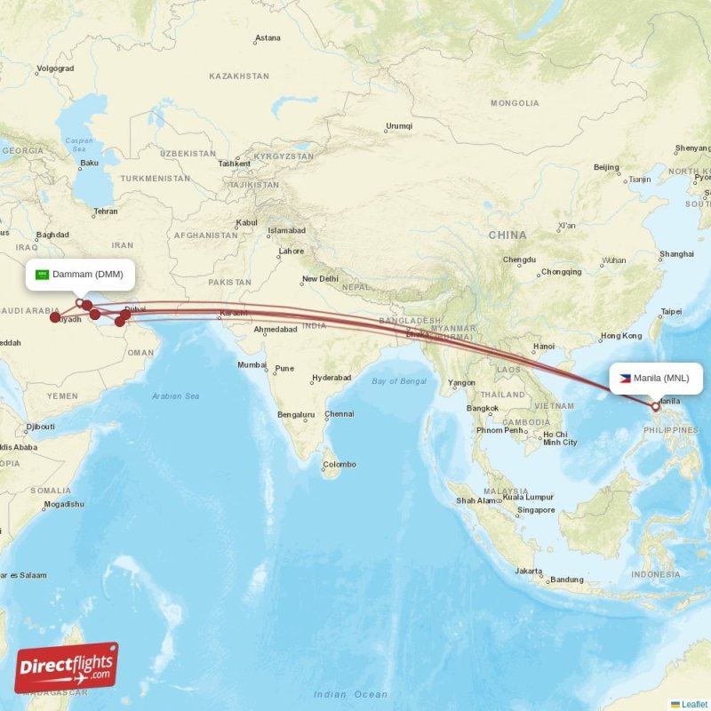 Direct flights from Dammam to Manila, DMM to MNL non-stop ...