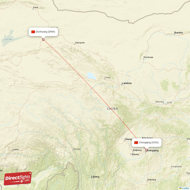 Direct flights from Dunhuang to Chongqing (DNH-CKG) - Directflights.com