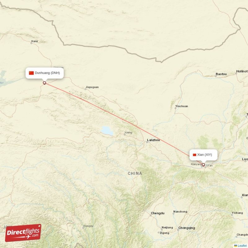 Direct flights from Dunhuang to Xian, DNH to XIY non-stop ...