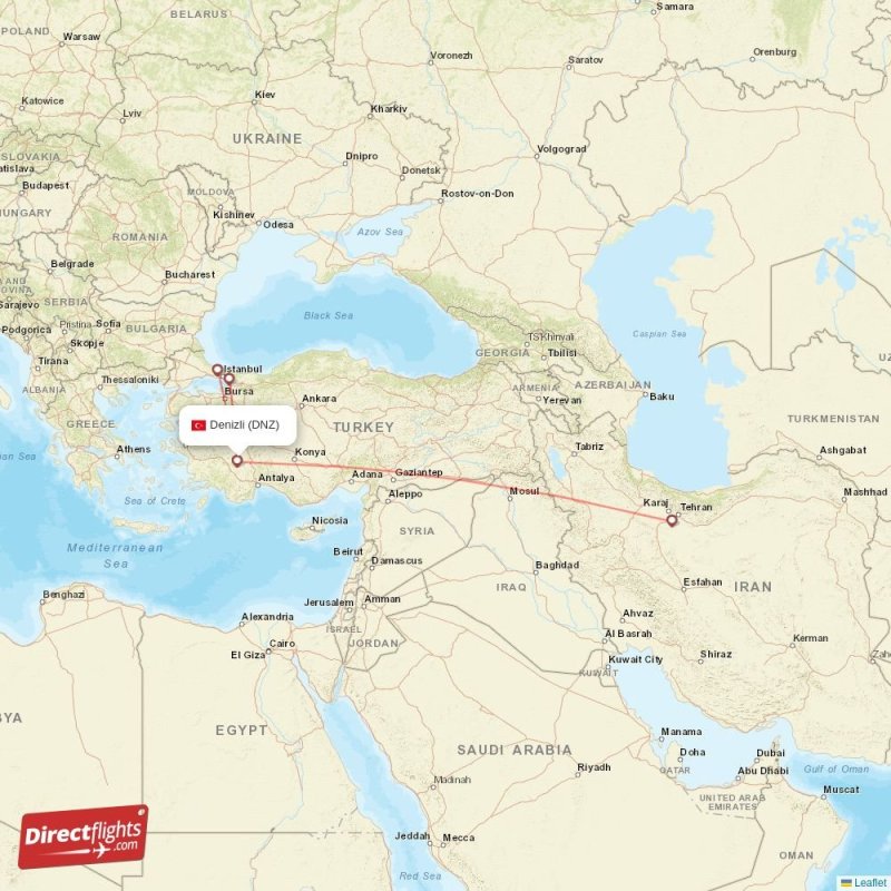 Direct flights from Denizli - 3 destinations - DNZ, Turkiye ...