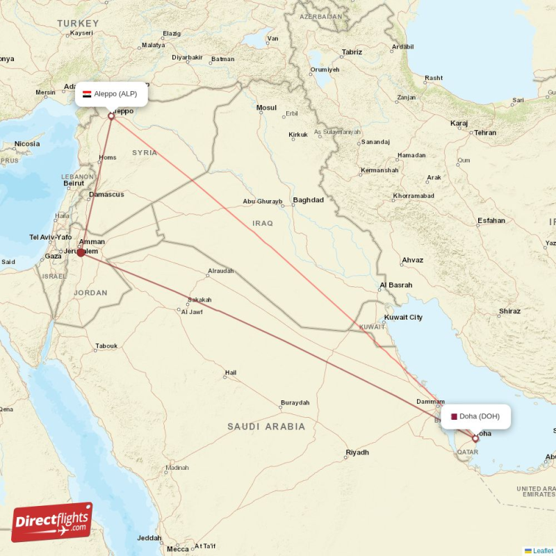 Direct flights from Doha to Aleppo, DOH to ALP non-stop - Directflights.com
