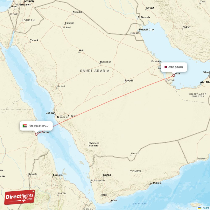 Direct flights from Doha to Port Sudan (DOH-PZU) - Directflights.com