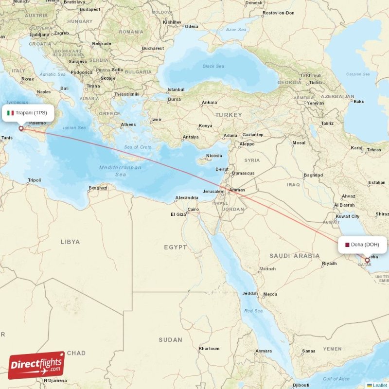 Direct flights from Doha to Trapani, DOH to TPS non-stop - Directflights.com