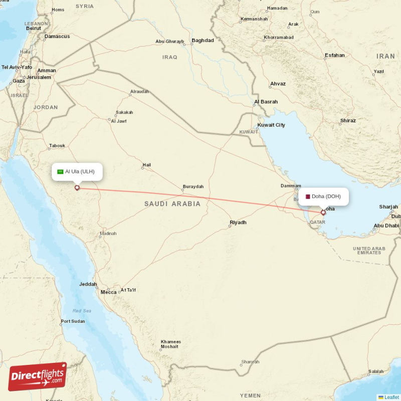 Direct flights from Doha to Al Ula (DOH-ULH) - Directflights.com