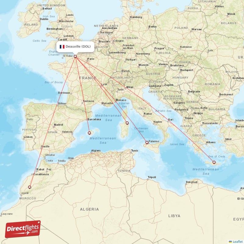 Direct flights from Deauville - 5 destinations - DOL, France ...