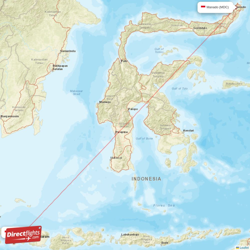Direct flights from Denpasar to Manado (DPS-MDC) - Directflights.com