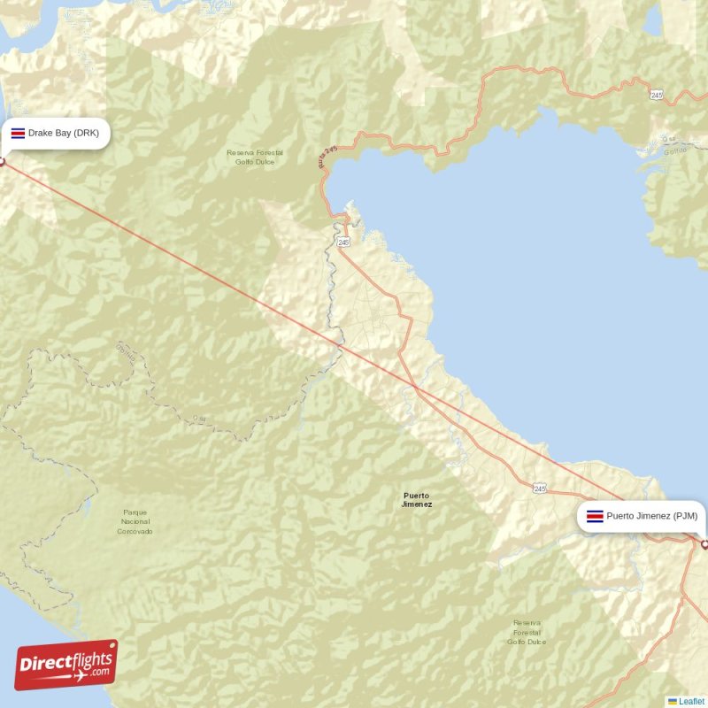 Direct flights from Drake Bay to Puerto Jimenez (DRK-PJM ...