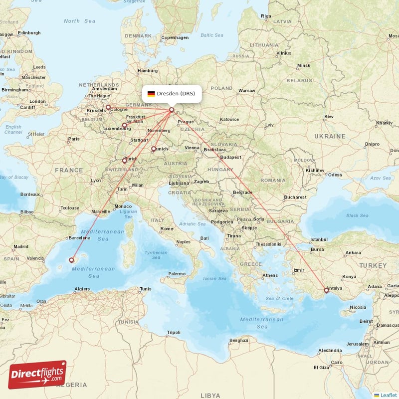 Direct flights from Dresden - 9 destinations - DRS, Germany - Directflights.com