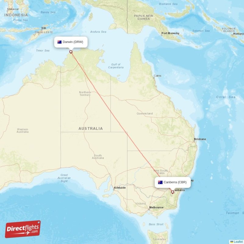 Direct flights from Darwin to Canberra (DRW-CBR) - Directflights.com