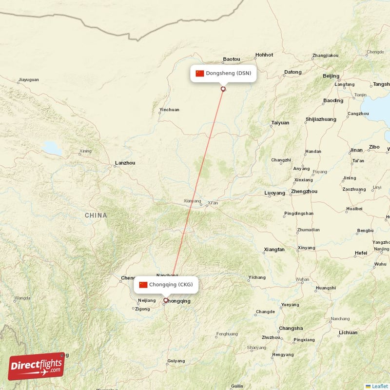 Direct flights from Dongsheng to Chongqing, DSN to CKG non-stop ...