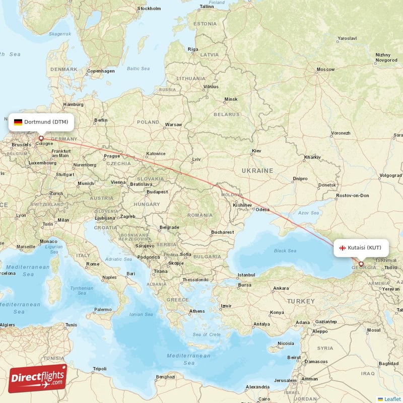 Direct flights from Dortmund to Kutaisi, DTM to KUT non-stop - Directflights.com
