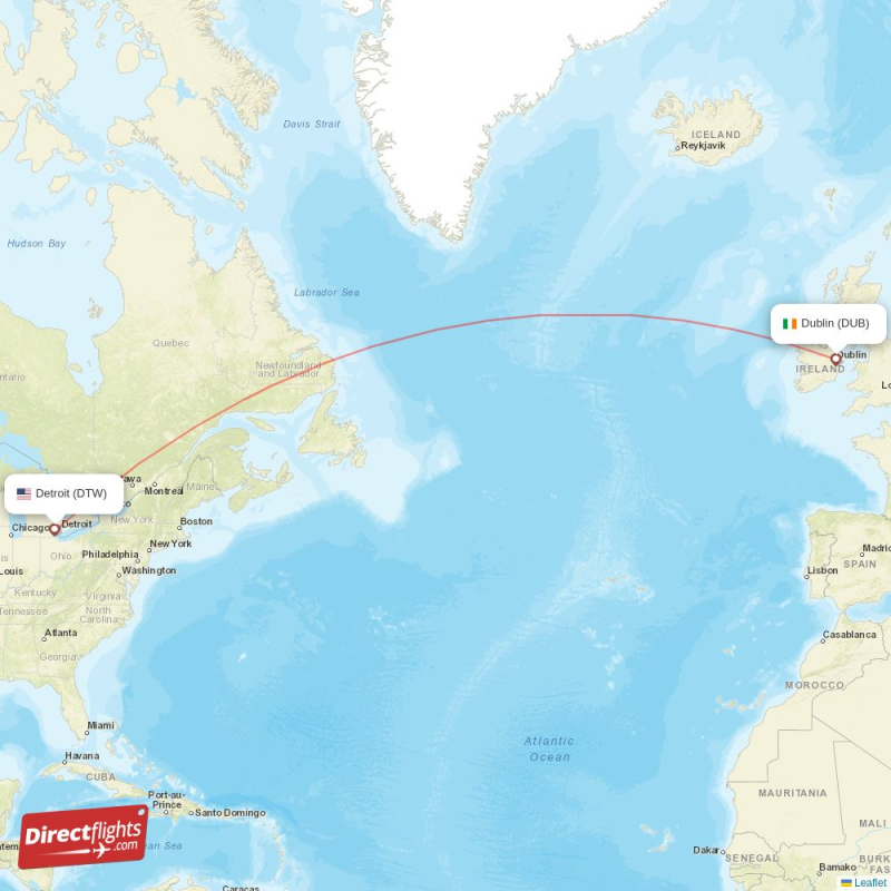 Direct flights from Dublin to Detroit (DUB-DTW) - Directflights.com
