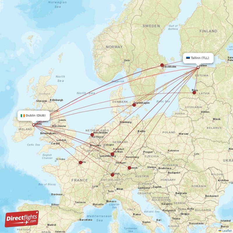 Direct flights from Dublin to Tallinn, DUB to TLL non-stop - Directflights.com