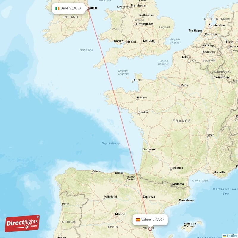 Direct flights from Dublin to Valencia, DUB to VLC non-stop - Directflights.com