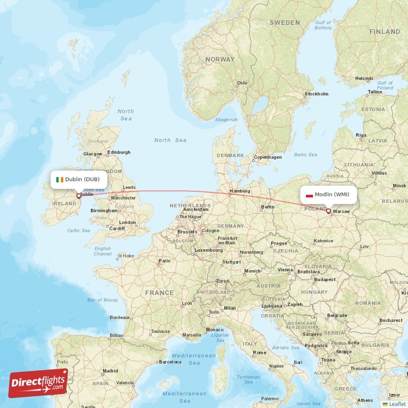 Direct flights from Dublin to Modlin, DUB to WMI non-stop - Directflights.com