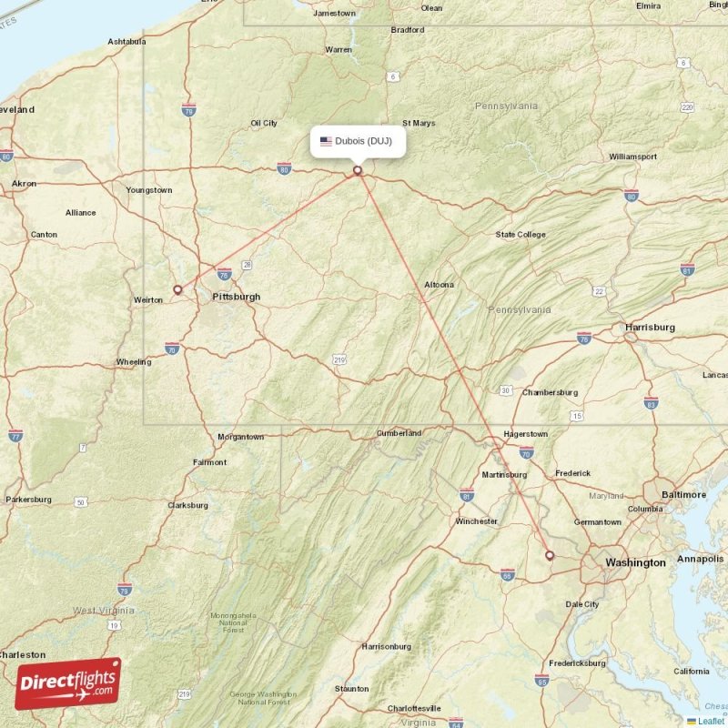 Direct flights from Dubois - 2 destinations - DUJ, USA - Directflights.com